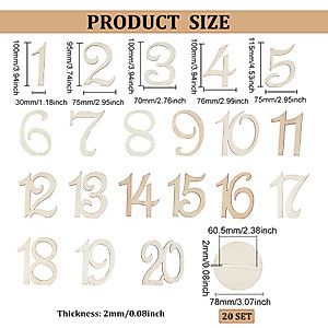FINGERINSPIRE 20PCS Wood Table Numbers with Holder Base 3.9 inch Tall Wooden Numbers 1-20 Number Shape Wooden Table Decoration Wedding Party Reception Seat Numbers for Party Catering Event