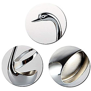 Thyggzjbs Dinnerware Set, Stainless Steel Fruit/Dessert Flatware SwanBase Holder, With 4 Forks & 4 Spoons (Set of 2) (Round)