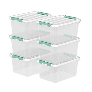 Buyitt 6-Pack Clear Plastic Storage Boxes, 20 Quart Plastic Storage Bins with Lids