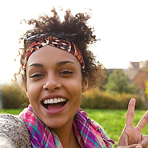 6 Pieces African Headbands Boho Print Headband Twist Knot Elastic Hair Bands Criss Cross Headband Workout Yoga Sports Hair Accessories for Women Girls