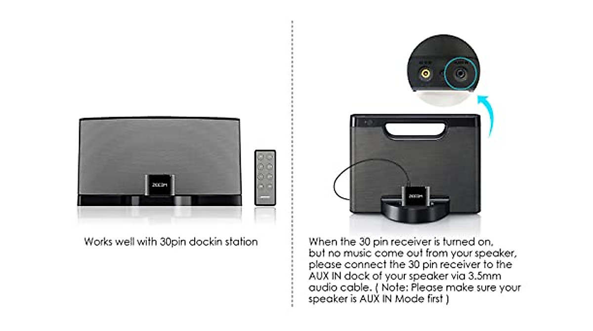 ZIOCOM 30 Pin Bluetooth Adapter Receiver for Bose iPod iPhone SoundDock ...