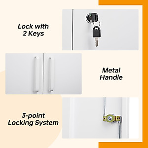 STANI Metal Storage Cabinet, Metal Cabinet with Adjustable Shelf and Drawer, Lockable Lateral Filing Storage Cabinet, Filing Cabinet Lockable Doors for Home Office School, Assemble Required