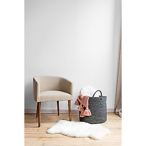 XXL Premium Cotton Rope Basket 18 inch x16 inch - Large Baskets for Storage - Woven Laundry Basket- Black Farmhouse Basket -Rope Storage Baskets - Cotton Basket for Living Room Storage - Wicker Basket