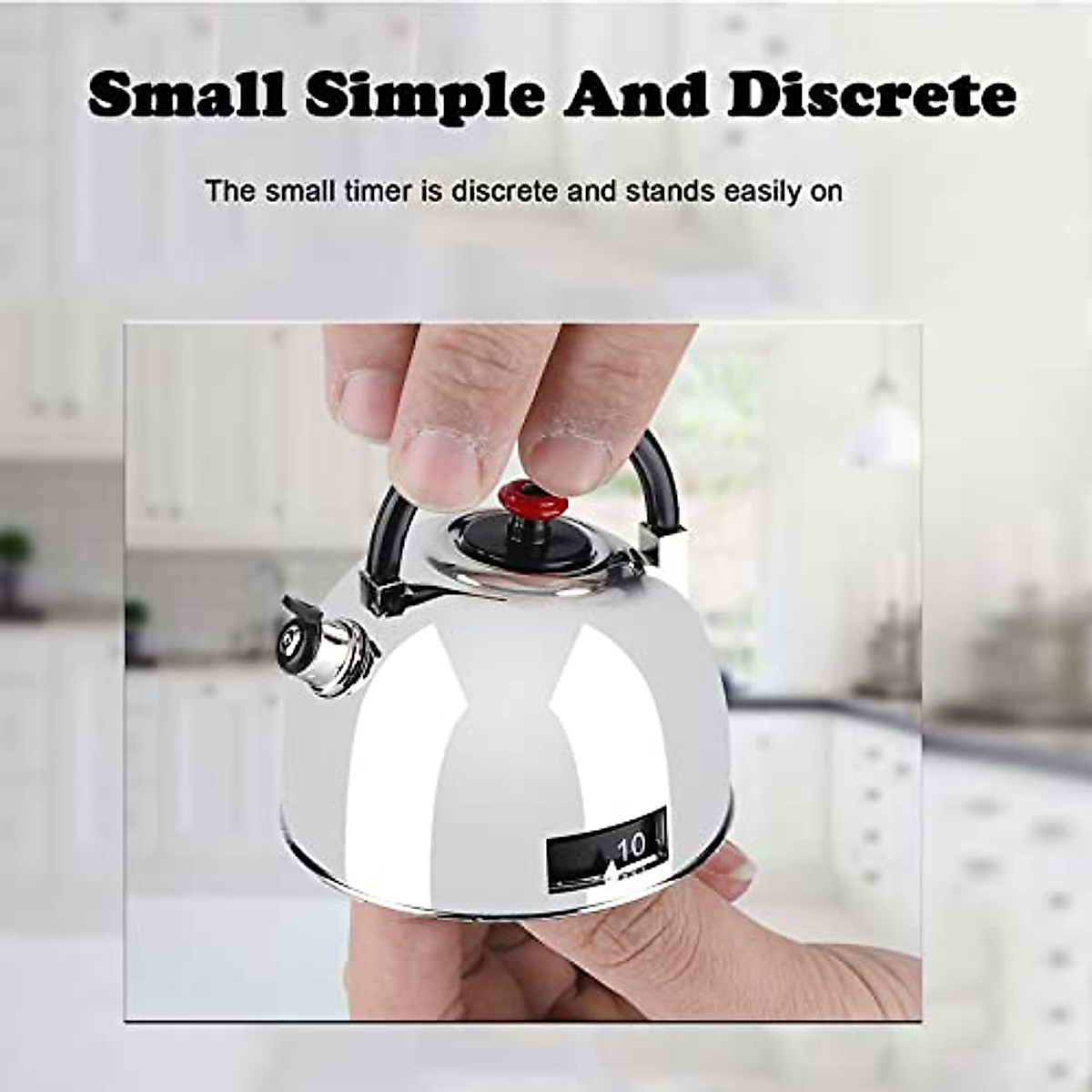 Eboxer 60 Minute Mechanical Kitchen Timer, Teapot Shaped Cooking Timer Clock, Stainless Steel Wind Up Dial Rotating Countdown Egg Timer, Sets from 0 to 60 Minutes