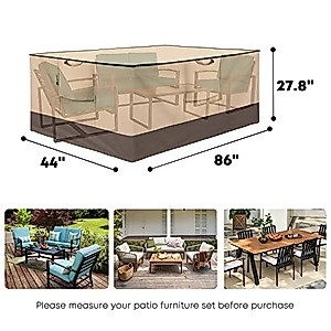 PatioGem Patio Furniture Covers Waterproof Heavy Duty for Winter, 86”Lx44”Wx27.8”H Patio Furniture Set Covers, Outdoor Furniture Covers For Patio Furniture, Outdoor Table Covers Waterproof Rectangle