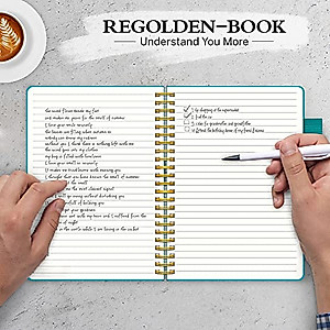 Regolden-Book Spiral Ruled Notebook, Ruled Lined Hardcover Journal for Note Taking, 100Gsm Thick Paper with Pocket for Men & Women School/College/Work/Office, 160 Pages, 5.5x8.5, (Teal)