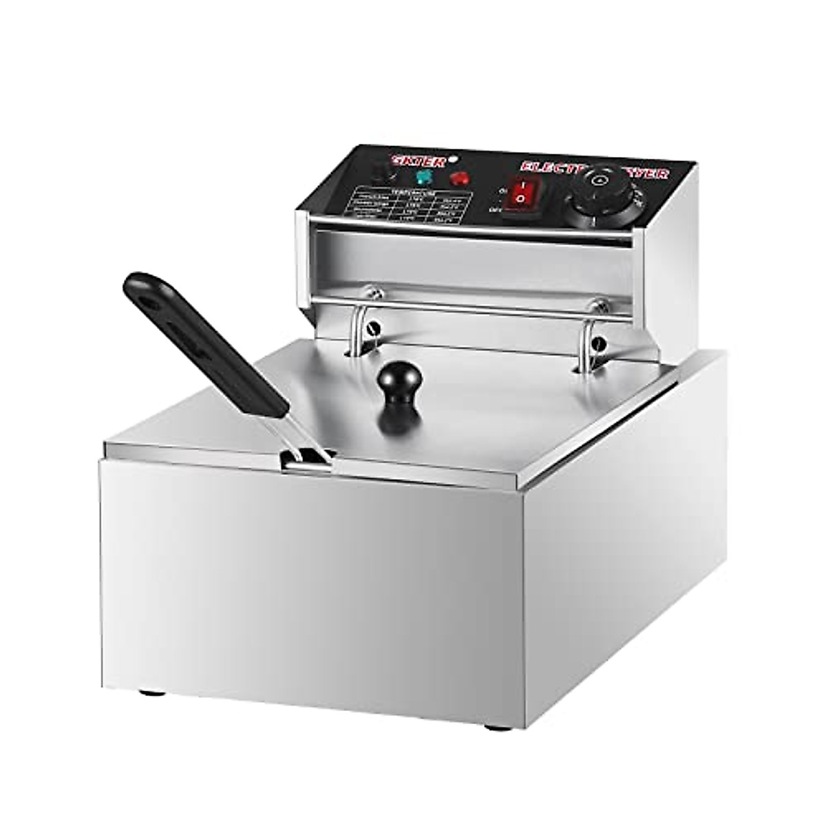 AGKTER Deep Fryer,Commercial Deep Fryer,Electric Deep Fryer with Basket,Stainless Steel Electric Countertop Fryer with Over-Temperature Protection For Restaurant and Home Use 10.5qt 1500W 110V