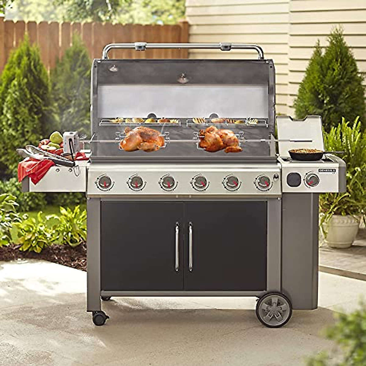 onlyfire Stainless Steel Grill Rotisserie Kit Replacement for Weber Genesis II and Genesis II LX 4 & 6 Burner Grills, Genesis 2022 4 Burner Gas Grills