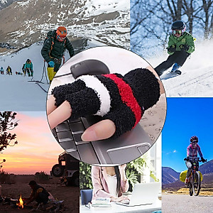 HoFire USB Heating Winter Gloves Women Hand Warm Gloves USB Heater Fingerless Warmer Mitten Gloves (Black)