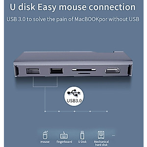 USB C Hub Adapter, BEST CABLE 7 in 1 USB C to HDMI 4K Adapter, Gigabit Ethernet RJ45, USB C Power Delivery, 2*USB 3.0 Port, SD/TF Card Reader Compatible with MacBook Pro,MacBook Air,Samsung,and More