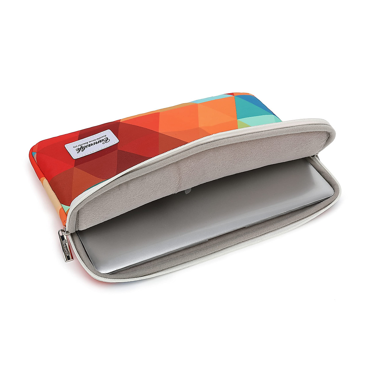 Canvaslife Rainbow Peacock Pattern 13 inch Canvas Laptop Sleeve with Pocket 13 inch 13.3 inch Laptop 13 case13 Sleeve