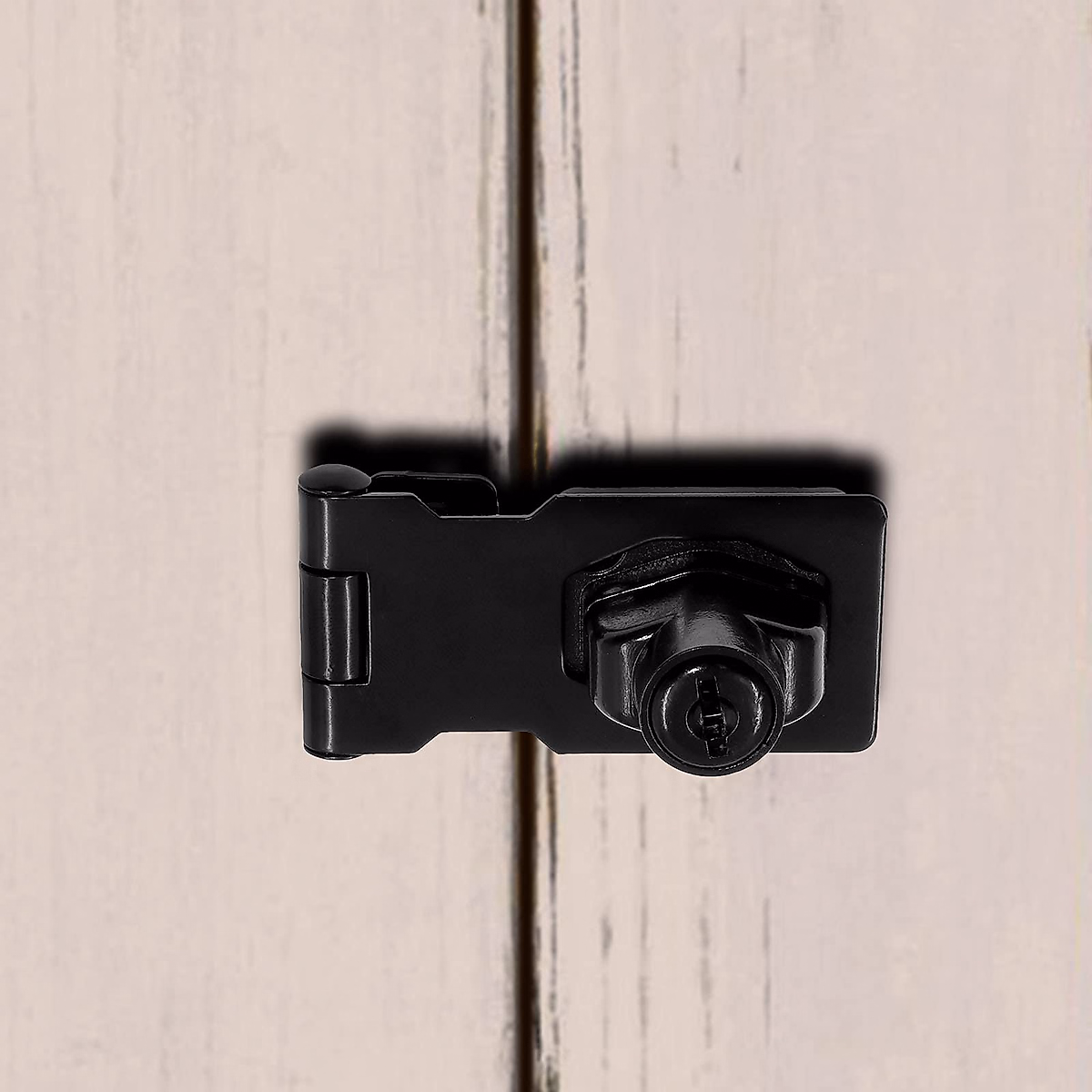 Jiozermi 2 Packs 2.5 Inch Hasp Locks with Keys, Stainless Steel Hasp Latches, Twist Knob Keyed Locking Hasp for Cabinet Small Door, Flat Black