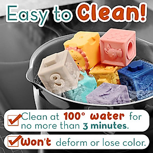 KLT Baby Blocks 12 Pcs-Baby Toys for Toddler Baby Girl Boy 0-3-6-9-7-8-12-18 Months-Soft Stacking Building Blocks-Montessori Infant Teething Chewing Toy-Squeeze Sensory Toys-Newborn Baby Bath Toy