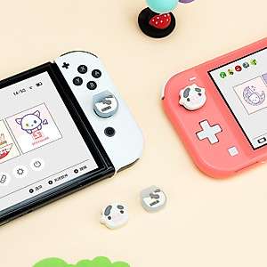 GeekShare Cute Silicone Joycon Thumb Grip Caps, Joystick Cover Compatible with Nintendo Switch/OLED/Switch Lite,4PCS - Dairy Cow