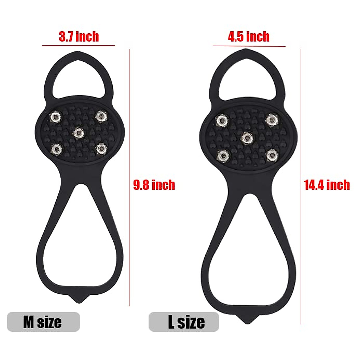 2 Pairs Ice Cleats for Shoes and Boots Mountaineering Ice Snow Grips, Traction Cleats Grips Crampons Spikes 10 Point Cleats for Walking on Ice and Snow, Jogging, Hiking (L-Size)