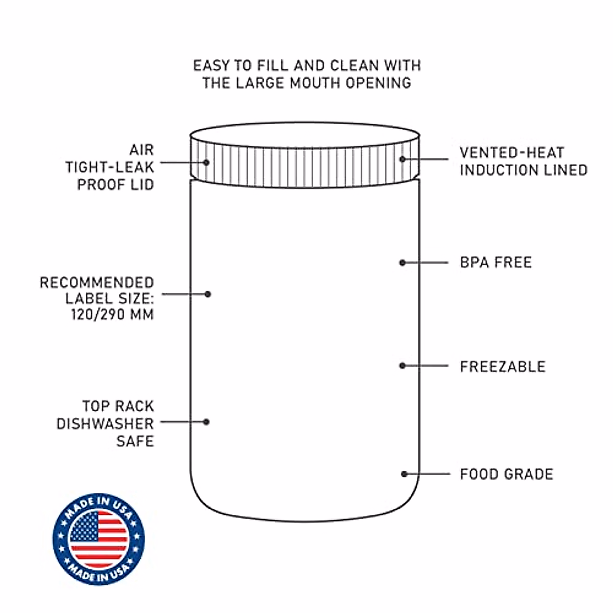 Divani® Plastic Containers with Screw on Lids - 32 oz Quart Hot or Cold Freezable Food Ice Cream Jars White BPA Free - Set of 4