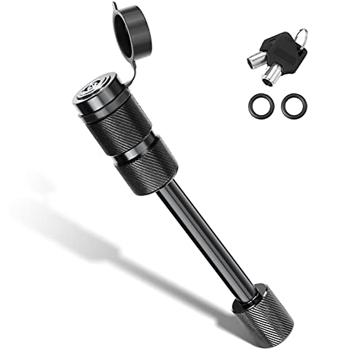 JOYTUTUS Trailer Hitch Lock, 1/2" Dia 2-3/4'' Long Pin, Fits 2" Class I/II Receiver, with 2 Keys 2 O-Rings, for Trailer Truck Car Boat, Anti-Theft and Waterproof Towing Hitch Lock