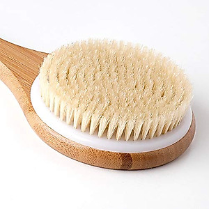 Ithyes Body Brush Dry Brushing Back Scrubber Shower Bath Brush Bamboo Wood Long Handle Natural Bristles exfoliating Massage Improve Blood Circulation Cellulite