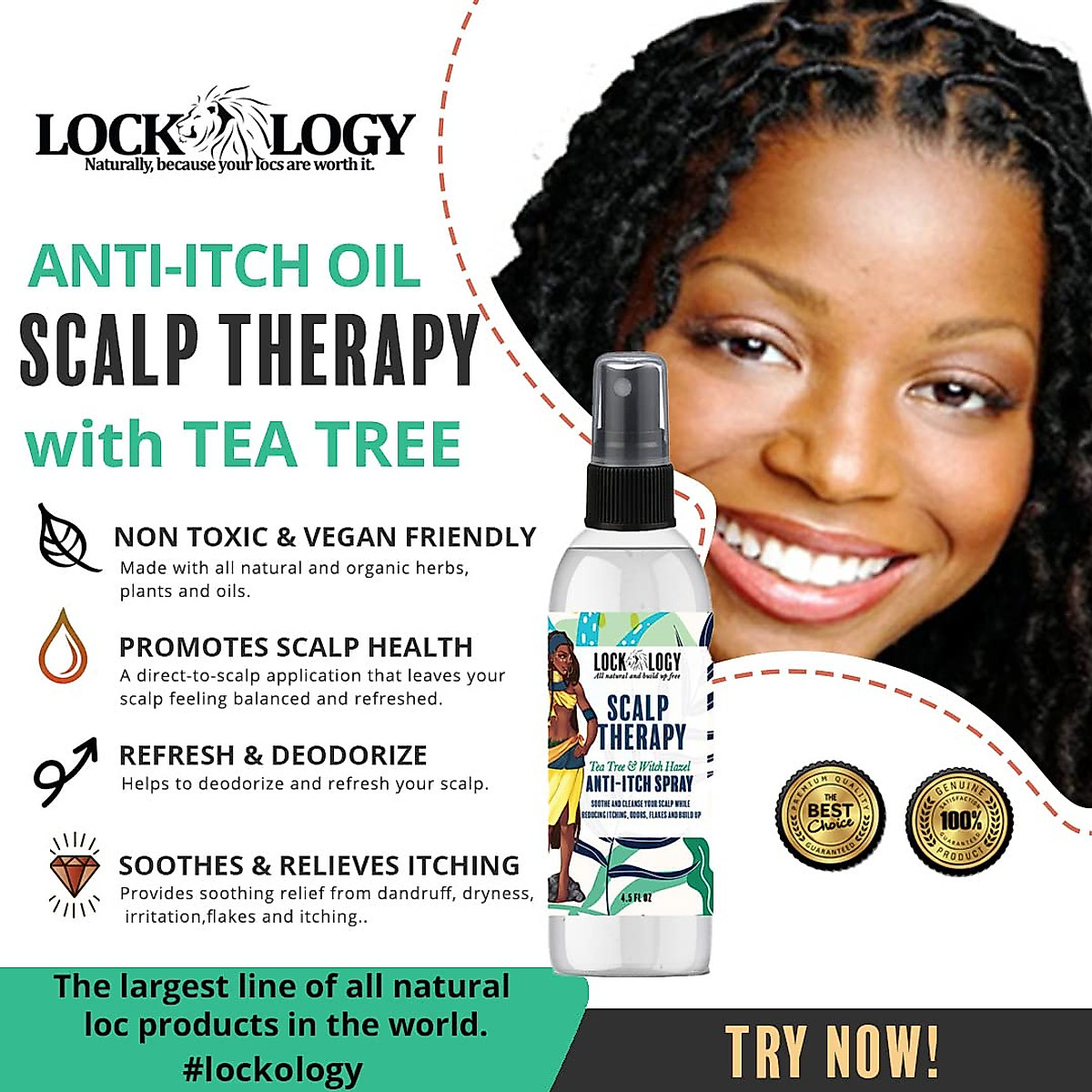 Braid Spray For Itchy Scalp, Box Braids & Locs | Anti Itch Spray For Scalp | Scalp Exfoliator and Scalp Scrubber