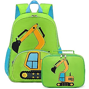 LOIDOU Toddler Backpack Boys 15 Inch Kids Preschool Kindergarten School Backpack with Lunch bag Book Bag for Daycare Nursery Travel，Fits 3 to 8 years old