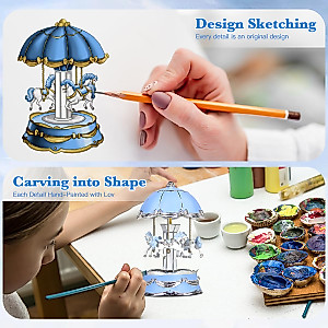 Saeifin Carousel Horse Music Box Gifts U R My Sunshine,Color Changing LED Lights Musical Carousel for Girls Women Mom Daughter,Christmas Anniversary Valentines Day Present Birthday Gifts (Blue)