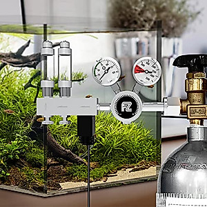 FZONE Pro Series Aquarium Dual Stage CO2 Regulator Adjustable Output Pressure with DC Solenoid and Integrated High Precision Needle Valve and Bubble Counter