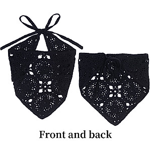 hoyuwak Crochet Head Scarf Bandanas Headbands Hair Scarf for Women Girls Knitted Floral Hair Coverings Accessories for Hair Styling Holiday Decor(Black)