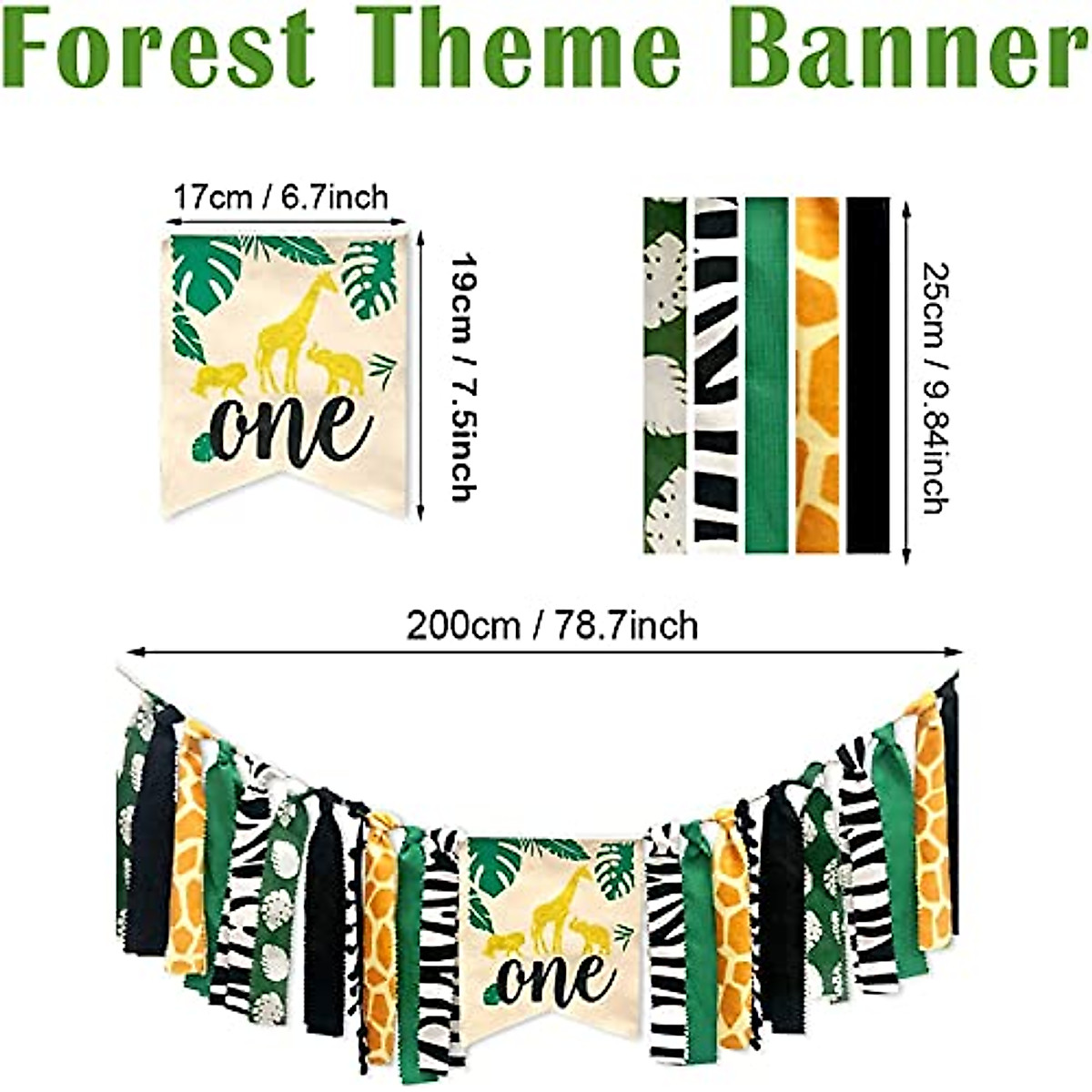 Baby 1st Birthday Party Decorations Supplies For Boy Girl Kids First Birthday Shower Jungle Safari Theme With Wild One Highchair Banner Crown Cake Topper Set of 3