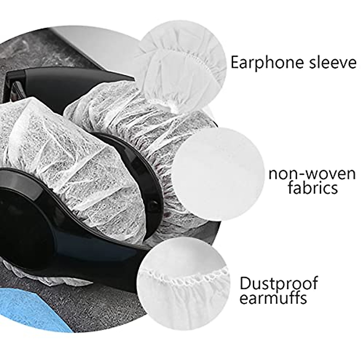 Healifty Headphone Covers 50pairs Sleeve Disposable Ear Most Stretchy Woven Nonwoven Headphones for Non- on Fit White Earpad Sweatproof Cover, Protector Earpads Covers Headphone of