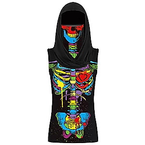 Ainuno Skeleton Tank Top for Women Teen Girls Ladies Woman Halloween Costume Sugar Skull Costume Shirts Funny Halloween Skeleton Hoodie Colorful Skull Print Pullover Sweatshirt Cute Tshirts XL