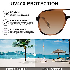 YDAOWKN Retro Square Aviator Sunglasses for Womens Mens Vintage 70s Double Bridge Sun Glasses