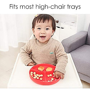 Silicone Suction Plates for Babies, Stick to High Chair Trays and Table, Divided Baby Dishes, Perfect Kids Plates, BPA Free