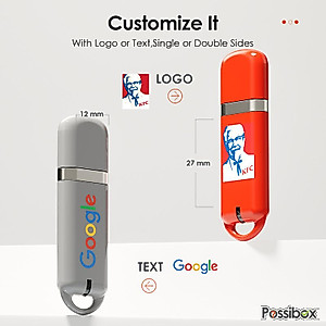 Possibox Custom Promotional USB Flash Drive 128MB Printed with Your Logo - as Campaign Gift Bulk - 500 Pack