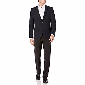 Amazon Essentials Men's Long-Sleeve Button-Front Slim-Fit Stretch Blazer, Black, 44