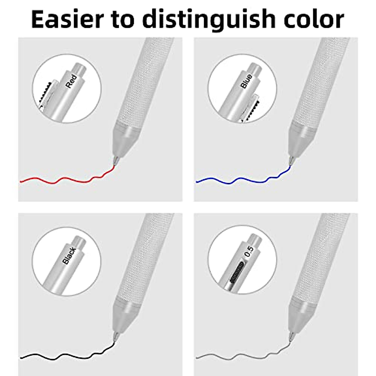 YOUMI Multicolor pen 4 in 1 Multifunction Pen with Metal Cased 0.5mm Mechanical Pencil Red Ballpoint Pen Blue BallpointPen and Black Ballpoint Pen Gift for Journaling (Rose gold)