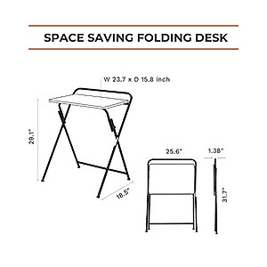 SOFSYS Modern Folding Desk for Small Space, Computer Gaming, Writing, Student and Home Office Organization, Industrial Metal Frame with Premium Desktop Surfaces, Oak/Black