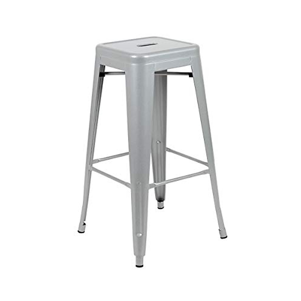 Flash Furniture Lily 30" High Metal Indoor Bar Stool in Silver - Stackable Set of 4