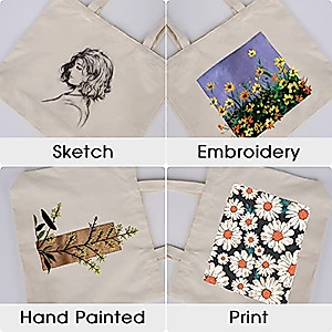 Sanmuci Canvas Tote Bags, Reusable Natural Canvas Women's Shoulder Blank Bulk Grocery Shopping Bag for DIY Gift Bags Work Beach Lunch and Travel (Pack of 5)