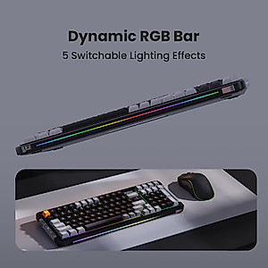 ROYALAXE L98 Wireless Mechanical Keyboard with 1.14” TFT LCD, Hot-swappable RGB Keyboard with Gateron G Yellow Pro Switches, Bluetooth/2.4G/Wired, Gasket Mount, PBT Keycaps, Charcoal Gray
