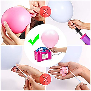 YWFTING Electric Air Balloon Pump and Balloon Tying Tool in One, Portable Dual Nozzle Rose Red 110V 600W Electric Balloon Blower Pump for Decoration, Party,Faster and Save Time