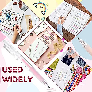 Lincia 12 Pcs Ball Point Glue Pen Easy Control Glue Pens for Crafting Liquid Fabric Glue Pen with 12 Refills for Kids Scrapbook Card Making School Supplies DIY Art Drawing, 1 mm Tip, 6 Colors