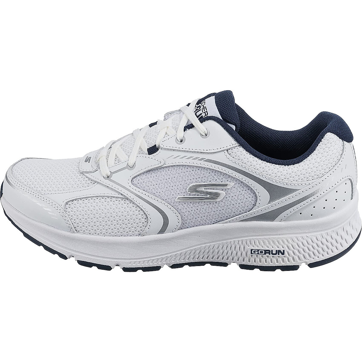 Skechers Men's GOrun Consistent-Athletic Workout Running Walking Shoe Sneaker with Air Cooled Foam, White/Navy, 7.5 X-Wide