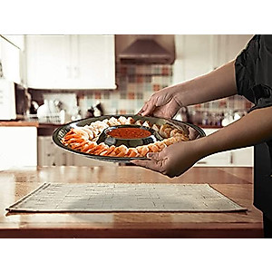 Chip and Dip Serving Bowl, Elegant Serving Dish - Great for Chips, Dips, Appetizer, Fruit Bowl, Salad and Snack – Stainless Steel Chips and Dip Plate