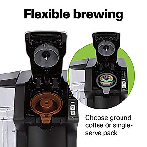 Hamilton Beach Gen 3 FlexBrew Single-Serve Coffee Maker with Removable Reservoir, Compatible with Pod Packs and Grounds, 40 oz., 3 Brewing Options, Black