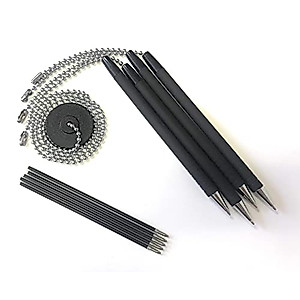 Secure Pen With Chain And Office Pen Holder Adhesive, Reception Counter Pen With 26" Ball Pen Chain, 4 Pens With Chain Attached Per Pack, Rubber Grip, Black Ink, Easily Refillable