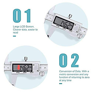 Electronic Digital Vernier Caliper, LOUISWARE Stainless Steel Caliper 150mm/0-6 inch Measuring Tools with Extra-Large LCD Screen, inch/Metric Conversion