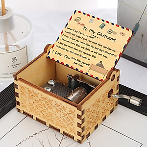 Engraved Colorful Wooden Music Boxes,Hand Crank Classical Wood Sunshine Musical Box, Personalized Wooden Music Boxes, for Birthday Christmas Valentine's Day. (Girlfriend)