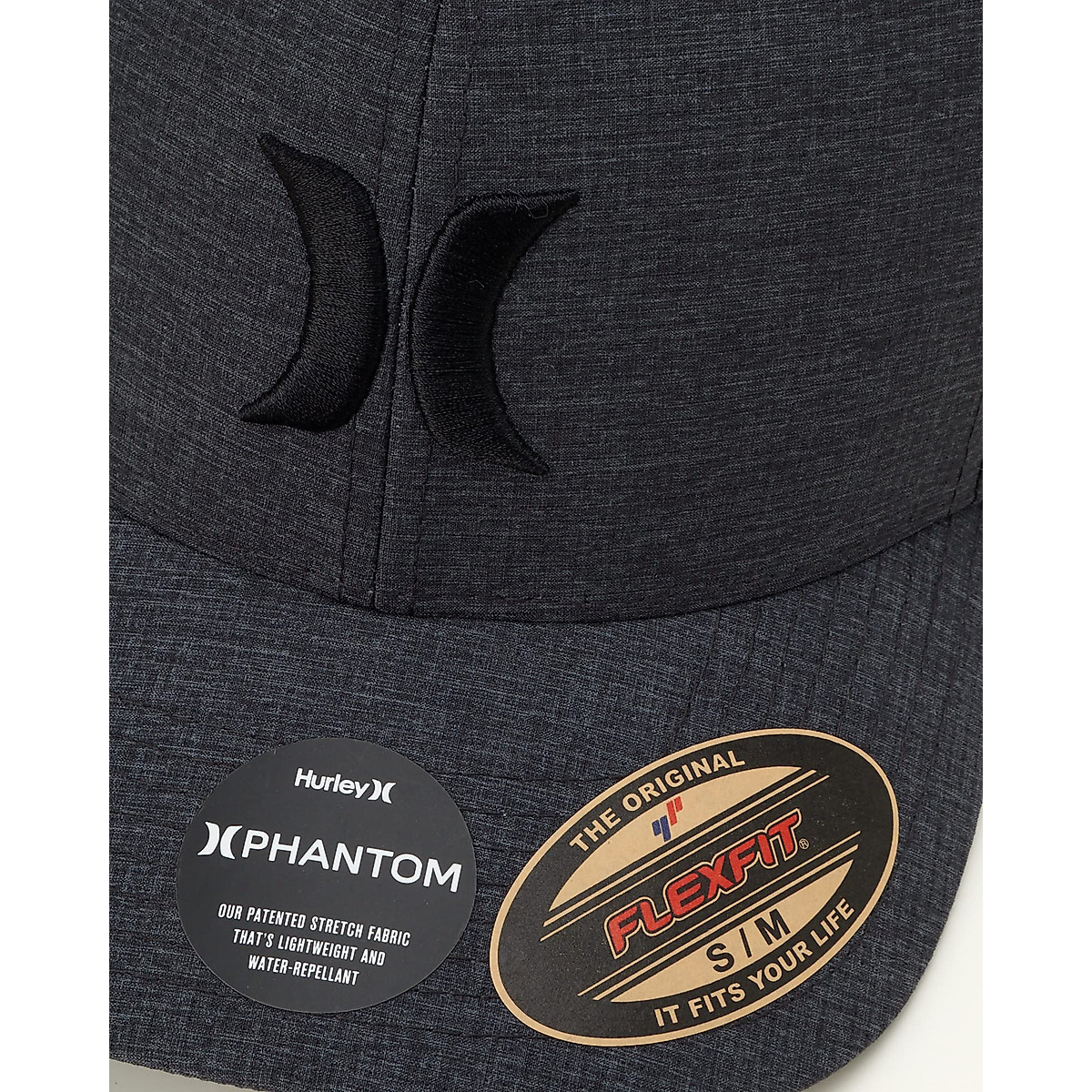 Hurley Men’s Hat – Phantom Flexfit Fitted Baseball Cap, Size Small-Medium, Black
