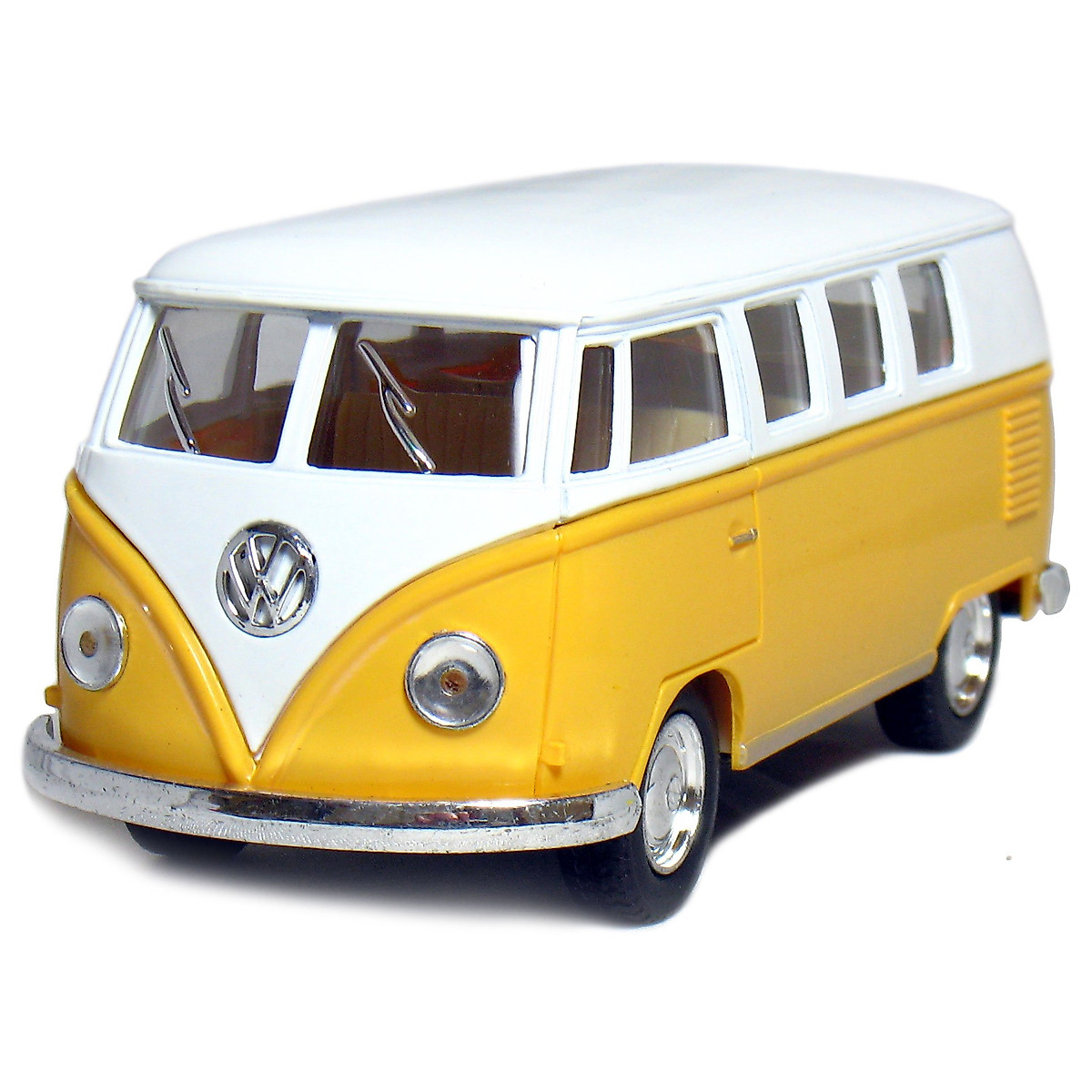 KiNSMART 5in Die-cast 1962 VW Classic Bus 1/32 Scale (Yellow), Pull Back n Go Action. For unisex