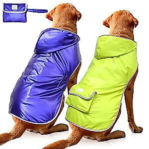 Illumifun Dog Raincoat with Hood - Waterproof Reversible Dog Coats, Lightweight Dog Rain Jacket for Small Medium Large Dogs (X-Large)